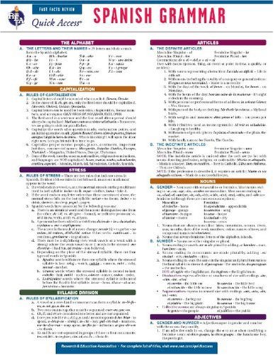 Amazon.com: Spanish Grammar - REA's Quick Access Reference Chart ...