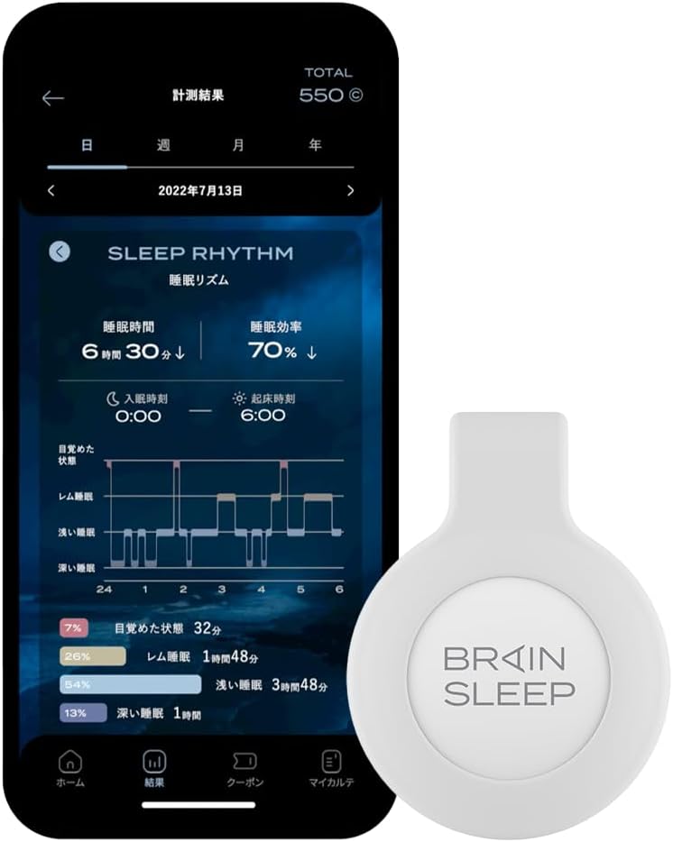 Amazon | [BRAIN SLEEP] ブレインスリープ コイン 睡眠計 睡眠計測器 デバイス 高精度な睡眠状態を分析 睡眠の深さを可視 ...