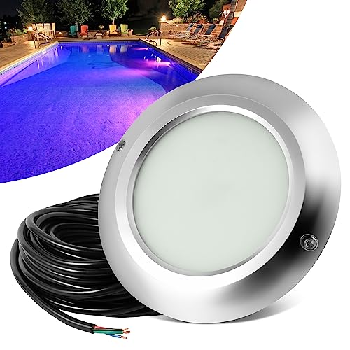 HUSUKU PL3-4 6Inch RGB LED Pool Light-50FT 60W 6000LM Ultra Slim Pool ...