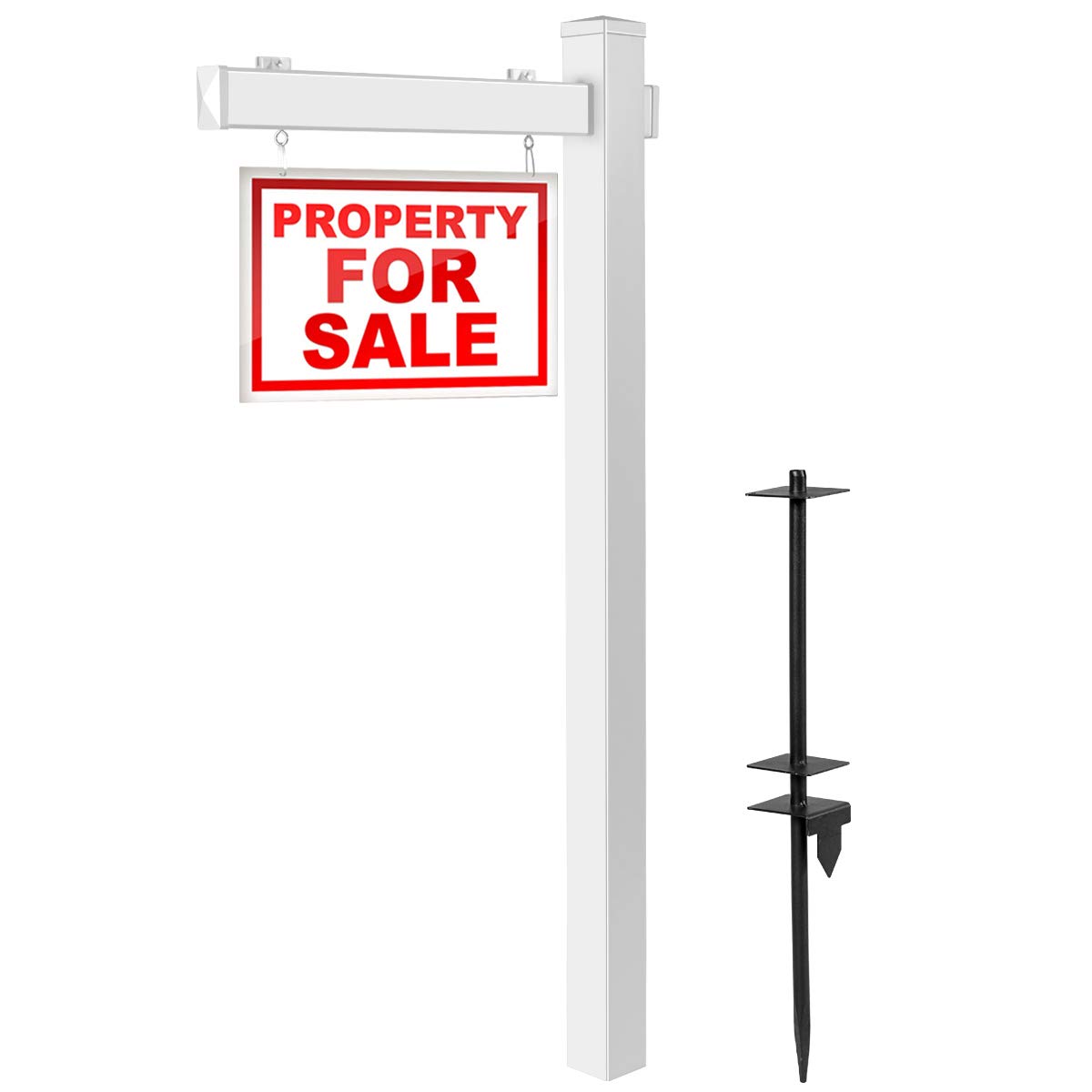 Amazon.com: Goplus Real Estate Sign Posts, 6 Ft Vinyl Realtor Sign Post ...