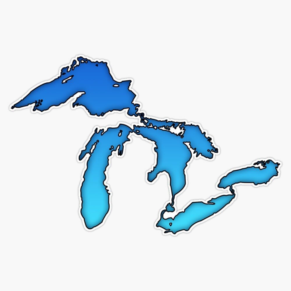 Amazon.com - Great Lakes In Blue. Sticker Bumper Sticker Vinyl Decal 5"