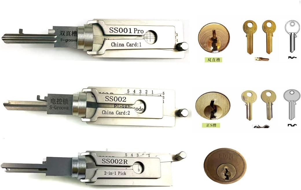 SS001 Tools Lock Pick Tool for Double-Groove Door Lock,Pro 2 in 1 ...
