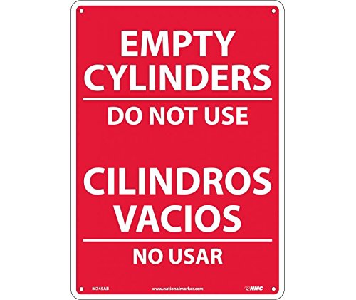 National Marker M745AB Empty Cylinders Do Not Use Sign - Bilingual ...