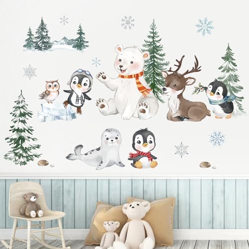 Amazon.com: decalmile Woodland Animal Wall Decals Polar Bear Penguin ...