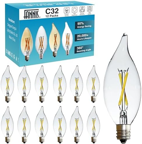 B10-C32 E12 LED Candelabra Bulb 2W 5000K Daylight, 12pcs Non-Dimmable ...