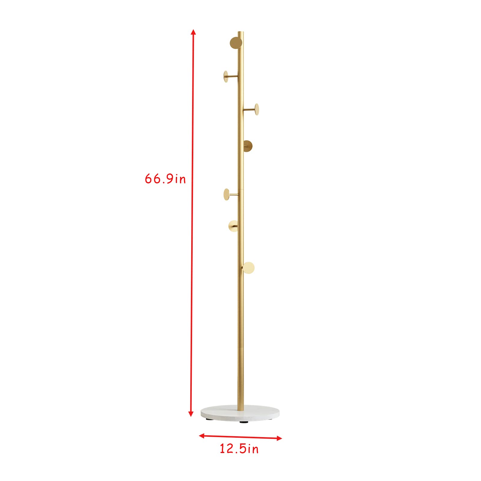 DOORXIFO Gold Coat Racks, Metal Coat Rack Freestanding with Hooks ...