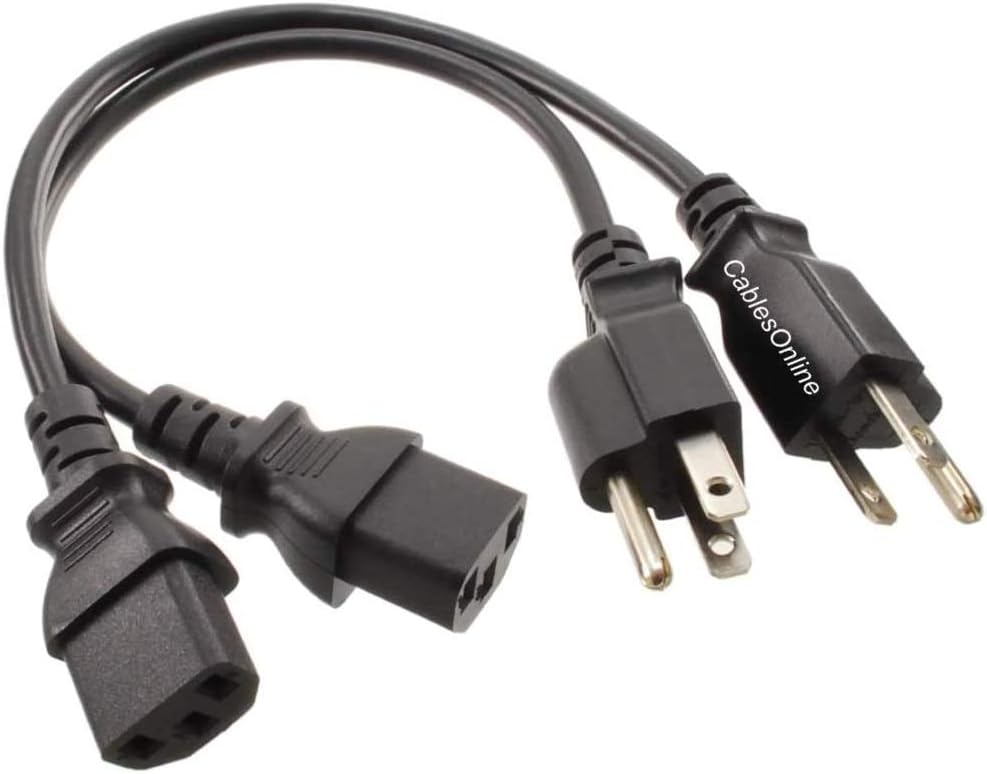Amazon.com: Monoprice 1ft 14AWG Power Cord Cable w/ 3 Conductor PC ...