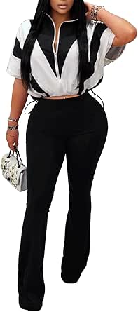 Amazon.com: KANSOON 2 Piece Sets for Women Tracksuit Outfits Zipper ...