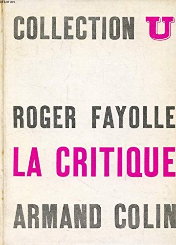 Amazon.com: La Critique Litteraire, Collection U, Serie Lettres ...