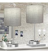 PARTPHONER Ceramic Table Lamps Set of 2, Green Double Gourd Bedside ...