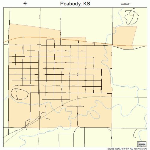 Large Street & Road Map of Peabody, Kansas KS - Printed poster size ...