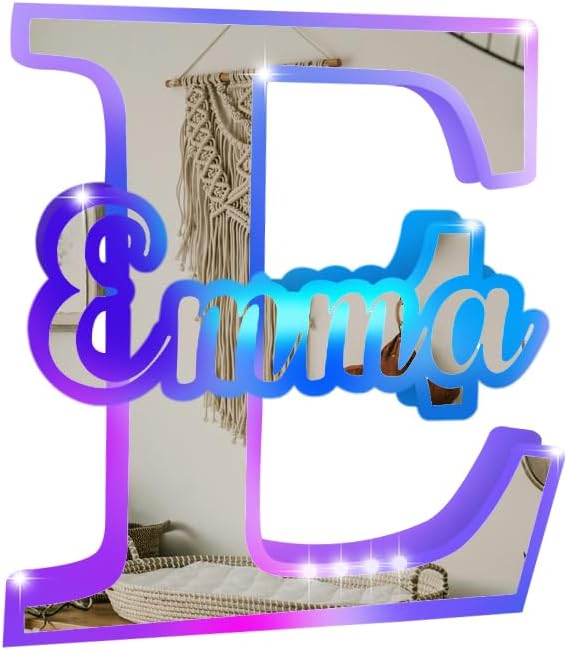 Exlarify Personalized Initial Name Mirror Light Custom Light Up Name ...