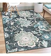 Amazon.com: Beeiva Floral Washable Runner Rugs, Ultra Thin 2x8 Blue ...