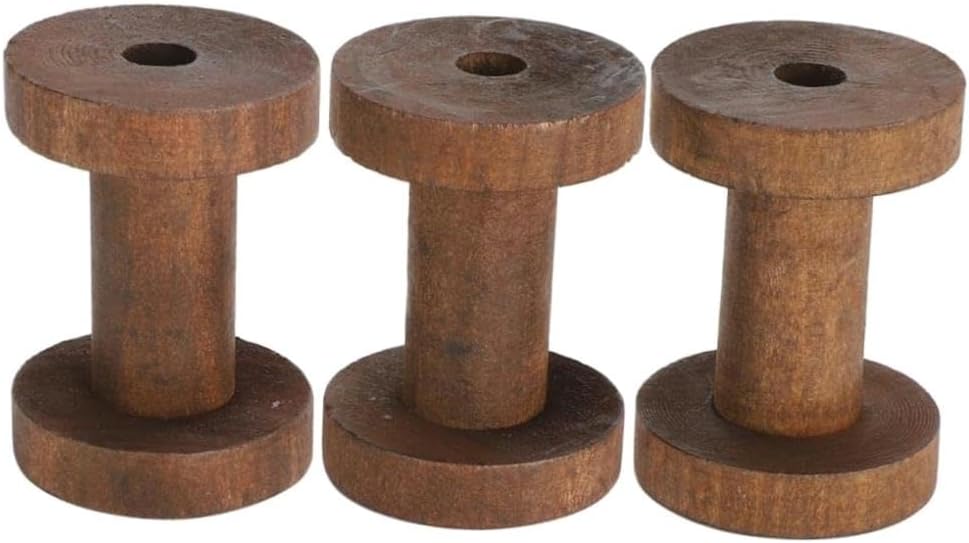 Amazon.com: Chic Set of 3 Dark Brown Wooden Spools for DIY Crafts ...
