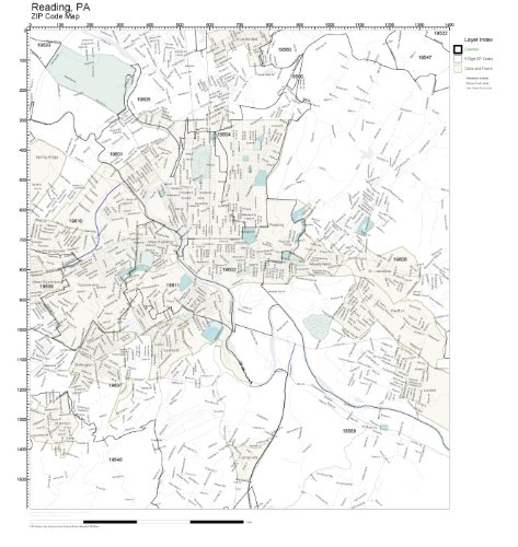Amazon.com : ZIP Code Wall Map of Reading, PA ZIP Code Map Laminated ...