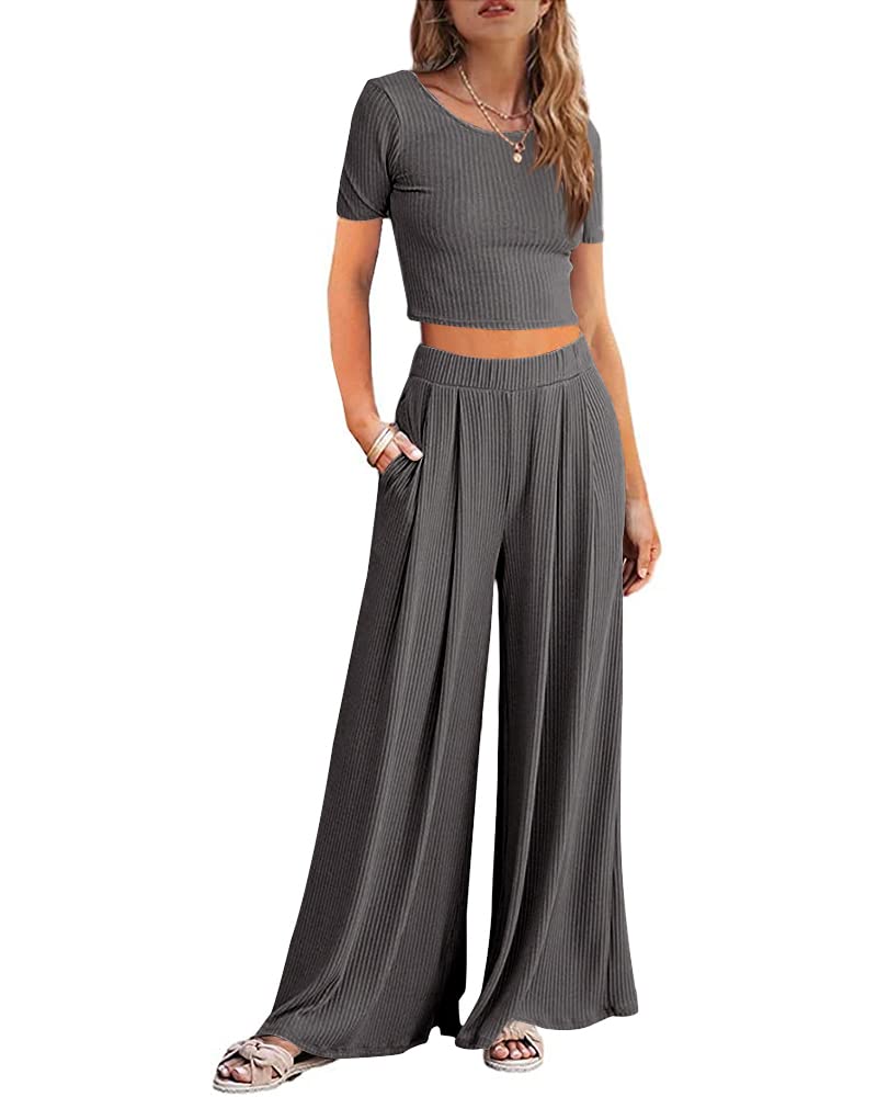 Lveberw Lounge Set Womens, Outfits Sets, Ribbed Crop Top Long Sleeve ...