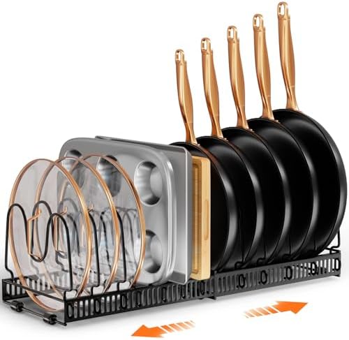 Amazon.com: Norcalway Adjustable Bakeware Pots and Pans Organizer Under ...