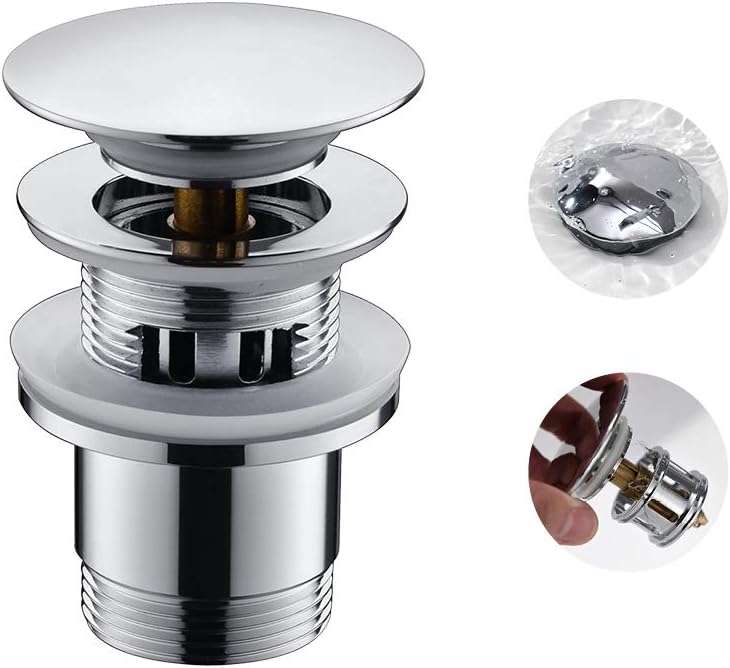 OLEAH Bathroom Sink Drain with Strainer Basket, Modern Pop Up Click ...