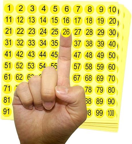 Amazon.com: 1-100 Round Number Stickers Labels 30 Sets 3000 Self ...