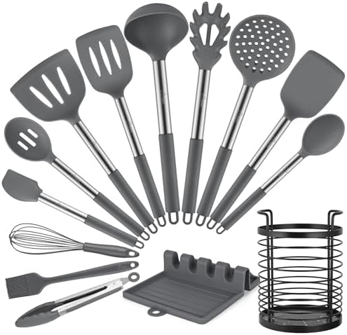 Amazon.com: HOTEC Heat Resistant Silicone Kitchen Utensils, Cooking ...
