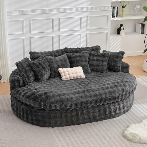 TYBOATLE 83’’ Oversized Round Boneless Couch w/Deep Seat, Round Memory ...