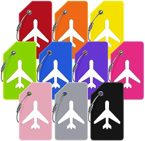 Luggage Tags for Suitcase, 10Pcs Mixed Colors Premium Silicone Suitcase Tags, Quick Spot Luggage ...
