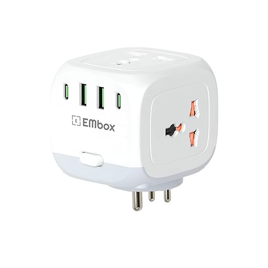 Buy EMBOX Multi Plug Socket with Type C Port Individual Switch-Cordless ...