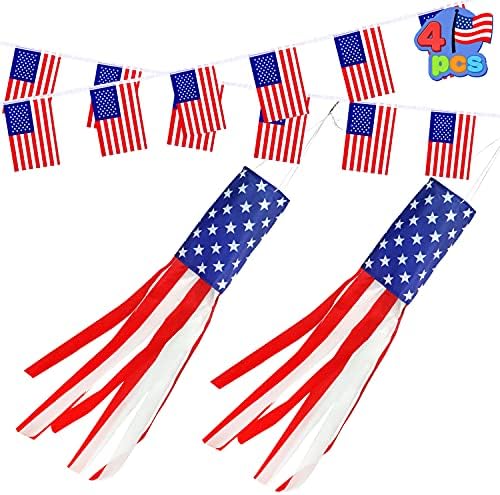 Amazon.com : JOYIN Patriotic Party Supplies of 4 Pcs American Flag ...