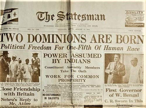 Rare 4 Pages (Front and Back) Used Newspaper The Statesman 15 August ...
