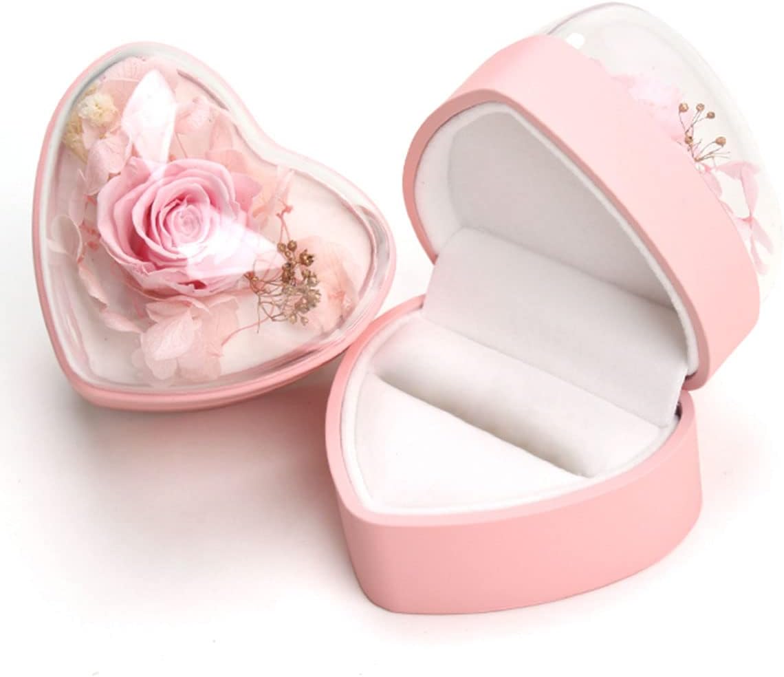 Amazon.com: Heart Shaped Ring Gift Box with LED Light, Velvet Earrings ...