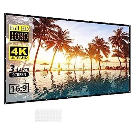 SAVSOL 50 inch Projector Screen,4K 16:9 Portable Eyelet Premium Video ...