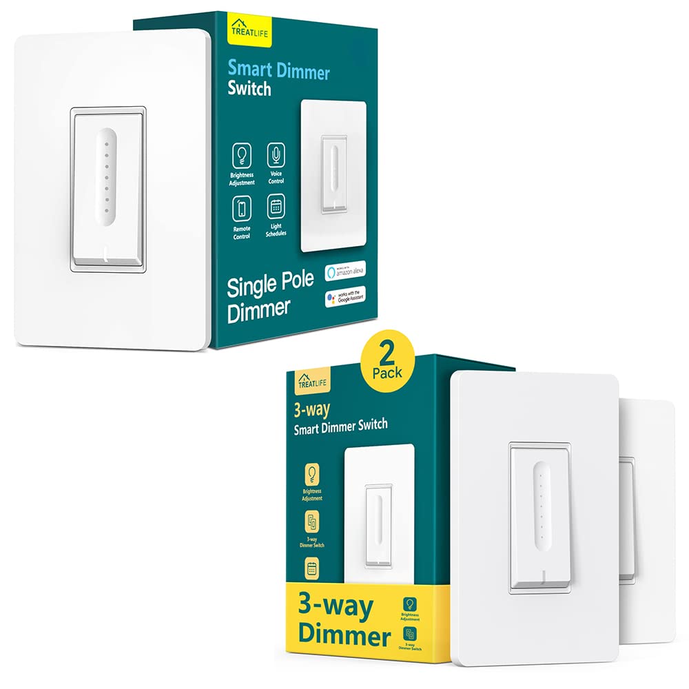 Buy TREATLIFE Single-Pole Smart Dimmer Switch 1 Pack+3 Way Smart Dimmer ...