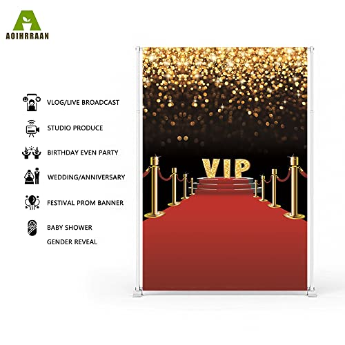 Aoihrraan 5x7ft VIP Red Carpet Backdrop Golden Shiny Spots Celebrity ...