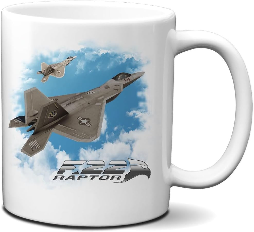 Amazon.com | Future of Flight F-22 Raptor In The Clouds 11oz Mug, White ...