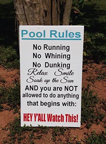 Amazon.com: Pool Rules Wood Sign 11"x24" Hand Painted reclaimed ...
