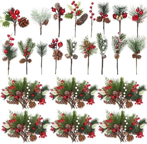 Amazon.com: Lyrow 100 Pcs Christmas Floral Picks Christmas Tree Picks ...