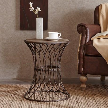 Madison Park Cirque Reclaimed Wood Round Chairside End Table, 15.75 ...