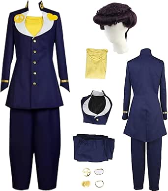 Amazon.com: ACEOROWO Higashikata Josuke Cosplay Costume Blue ...