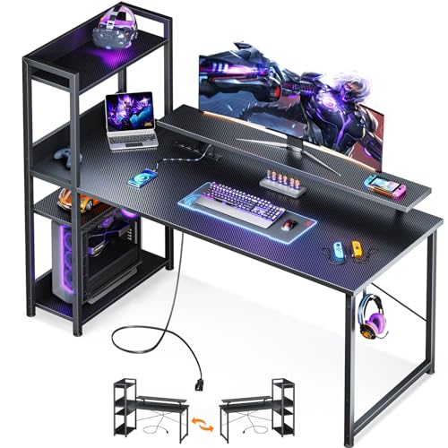 Amazon.com: ODK Reversible 55 Inch Gaming Desk with USB Charging Port ...