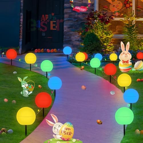XILLUMI CORE Solar Easter Decorations Lights, 8 Pack Color Outdoor ...