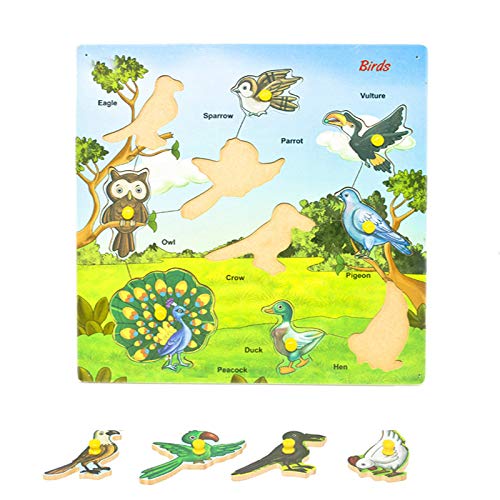 Lovable Pinewood Wooden Puzzle Various Birds Learning Educational Easy ...