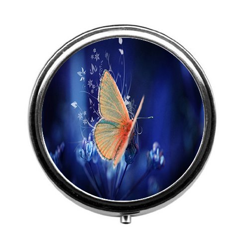 QJ CMJ The Beautiful Butterfly in The Night Round Pill Box/Pill case ...