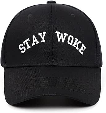 Stay Woke Funny Print Embroidered Baseball Cap Men Women's Adjustable ...