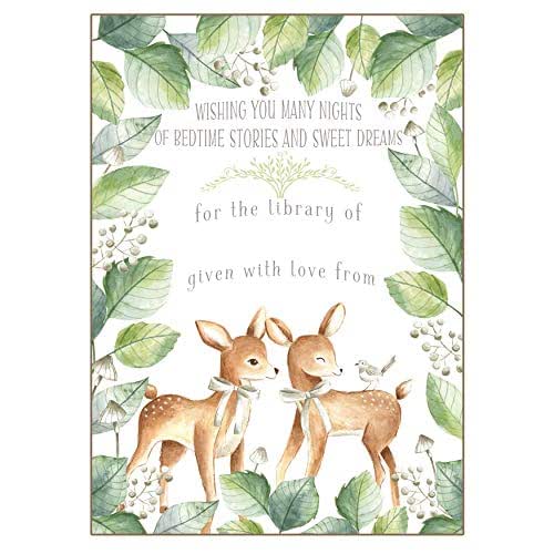 Amazon.com: Twin Deer Book Plates for Baby Shower, Bookplates Self ...