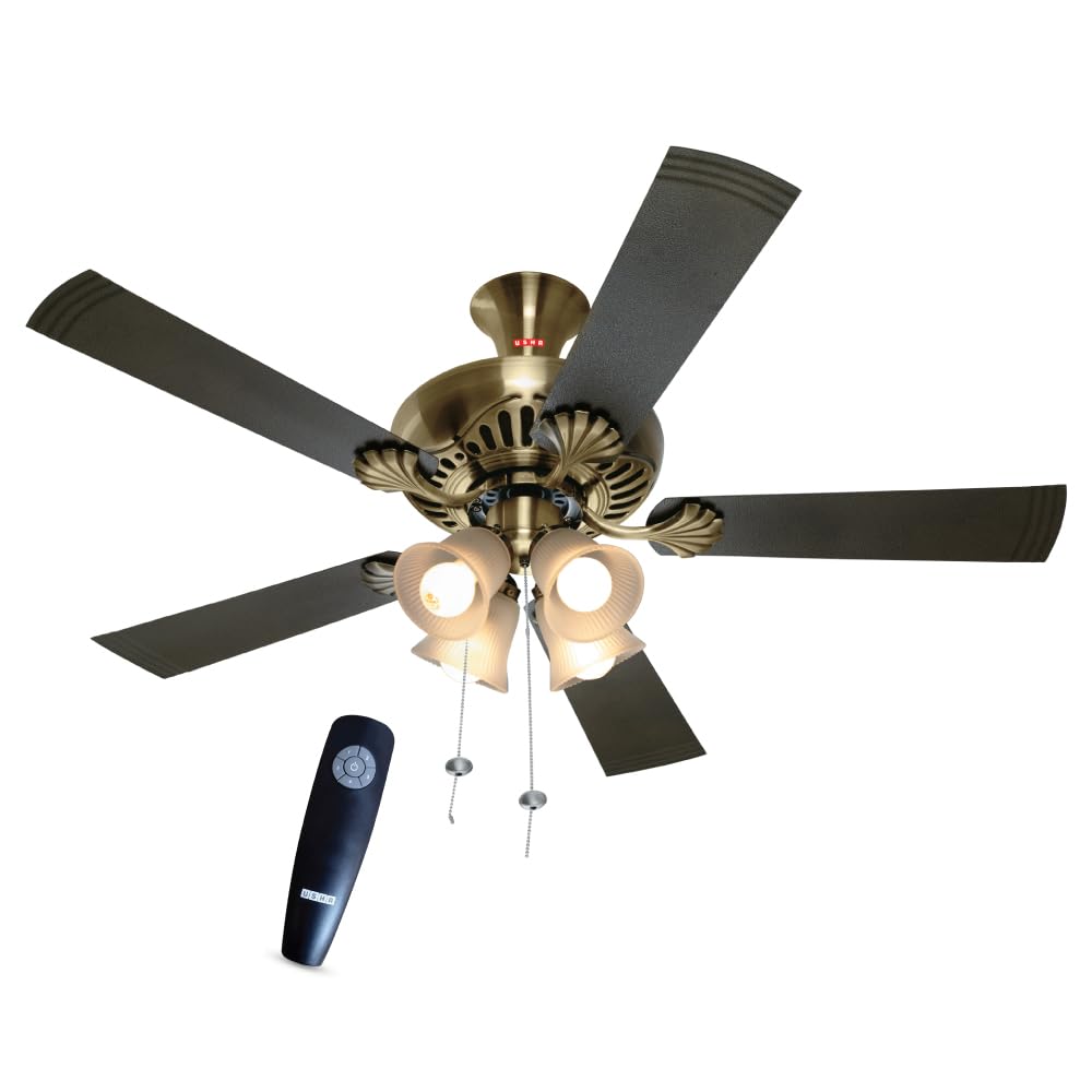 Usha Fontana Maple Ceiling Fan 1250mm with Decorative Underlight and RF ...