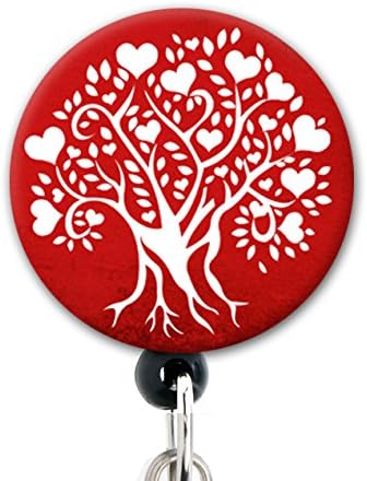 Amazon.com : Heart Tree Red - Retractable Badge Reel with Swivel Clip ...