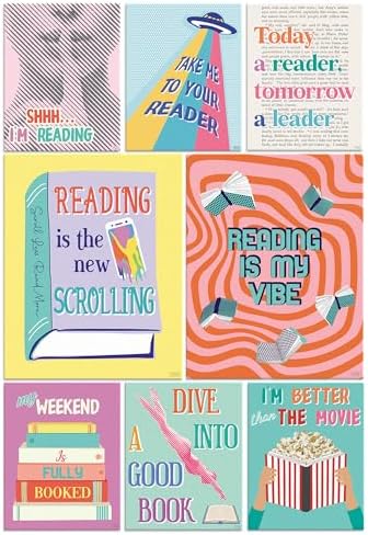 Amazon.com : Supervitae 1 Set Retro Reading Poster Reading Classroom ...