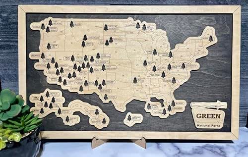 Amazon.com: Personalized National Parks Travel Map Tracker with Custom ...