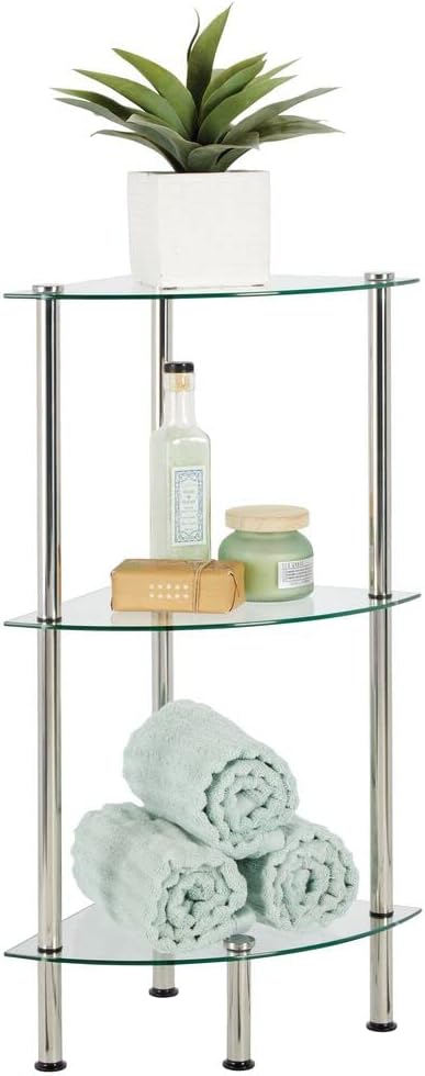 Amazon.com: mDesign Bathroom Floor Storage Corner Tower, 3 Tier Open ...