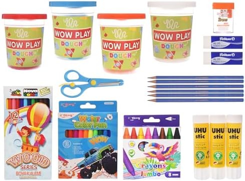Kinder Bag Set - 9 Piece Art Supply Box (Clay, Coloured Pens, Wax ...